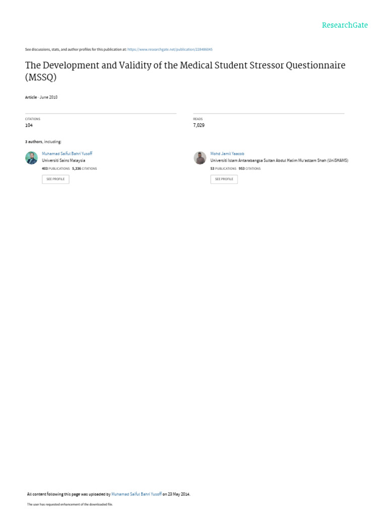 The Development and Validity of The Medical Studen | PDF