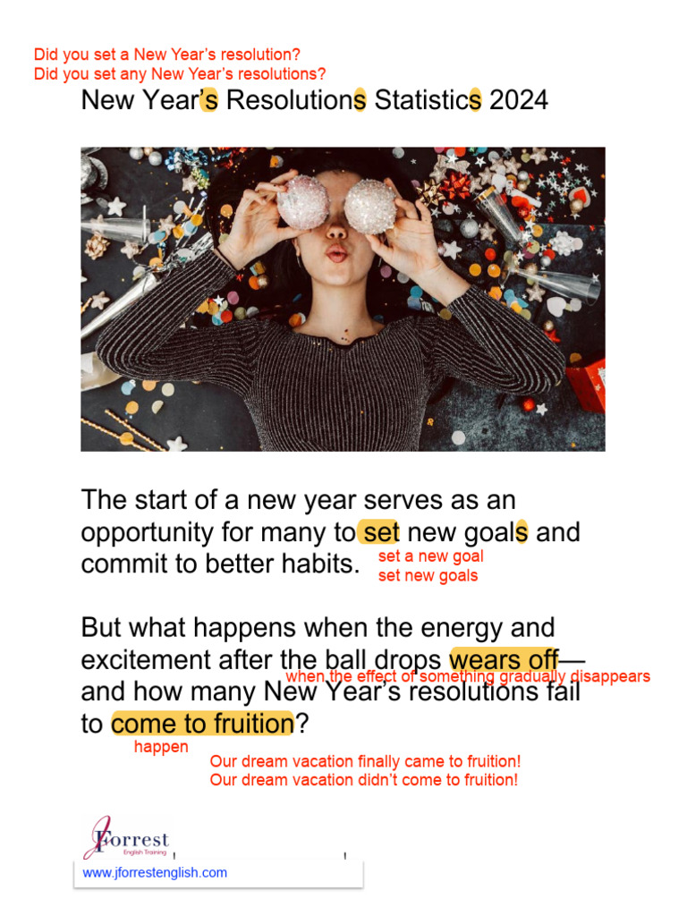 New Year’s Resolutions Stats 2024 | PDF | English Language | Linguistics