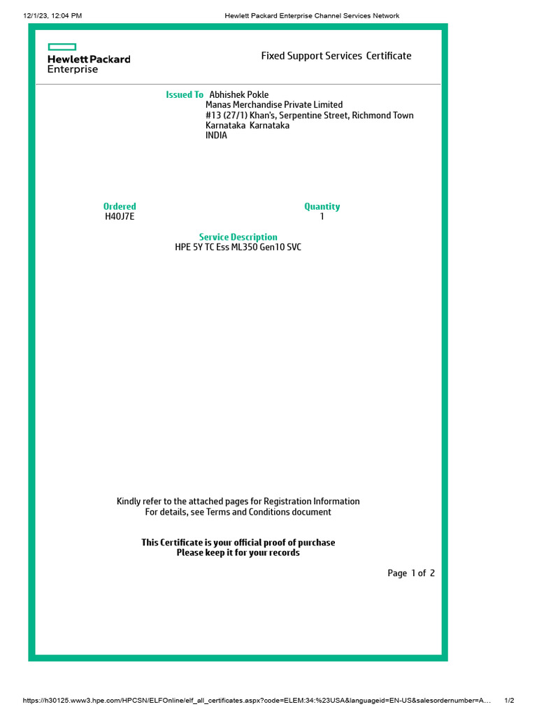 Hewlett Packard Enterprise Channel Services Network | PDF