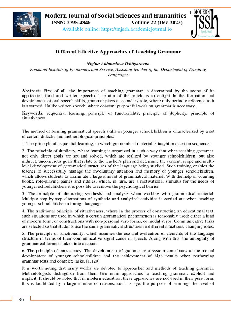 Different Effective Approaches of Teaching Grammar | PDF | Grammar | Learning