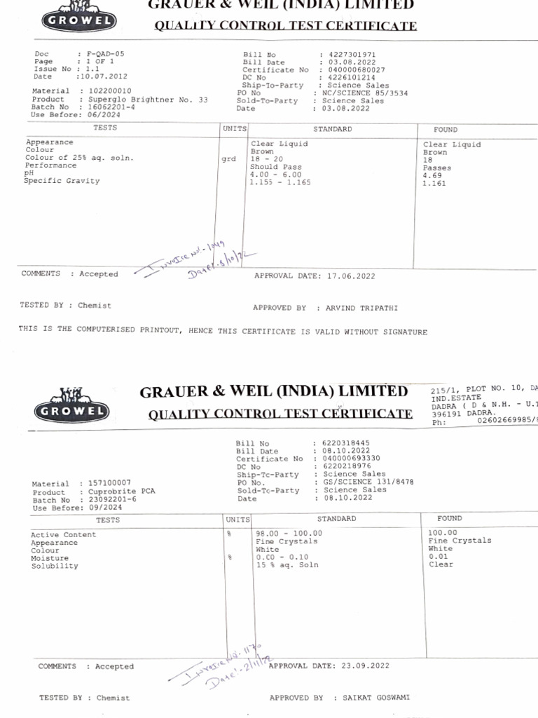 Material Test Certificate | PDF | Chemistry | Sets Of Chemical Elements