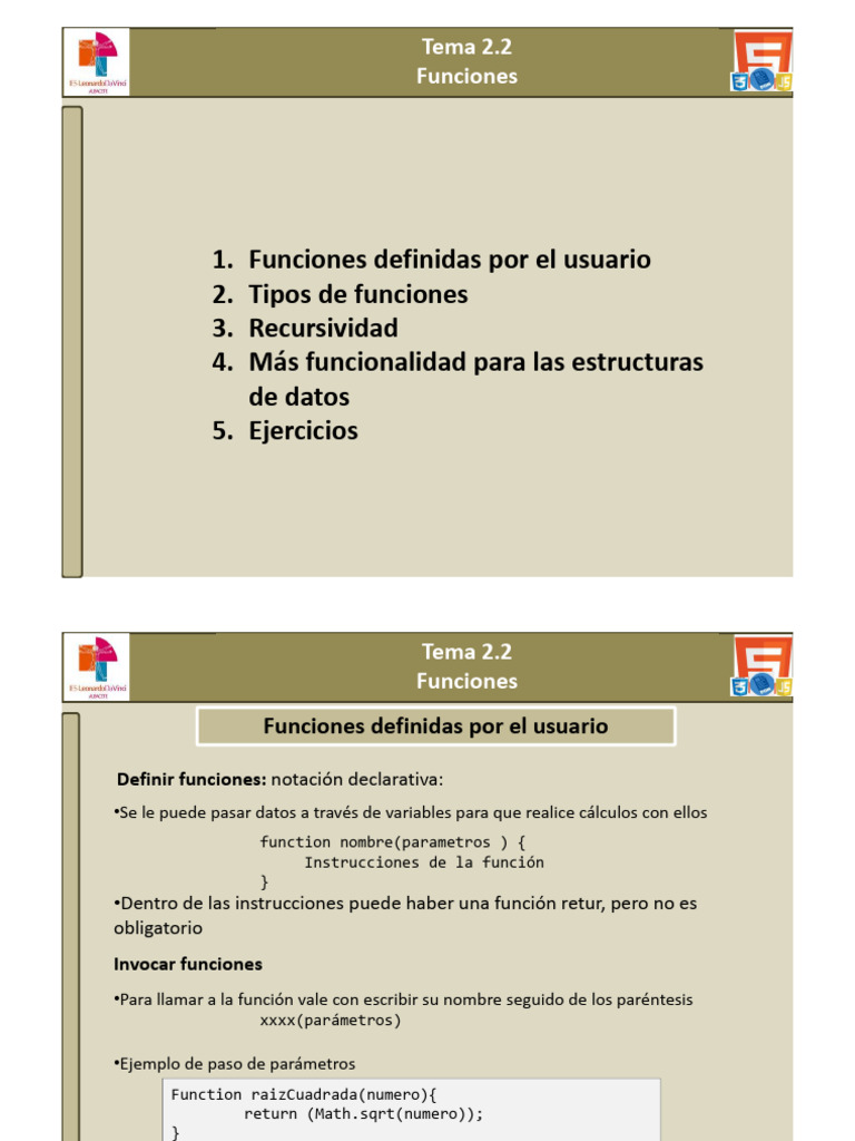 Tema 2.2. Funciones de js | PDF | Ciencias de la Computación | Ingeniería de software