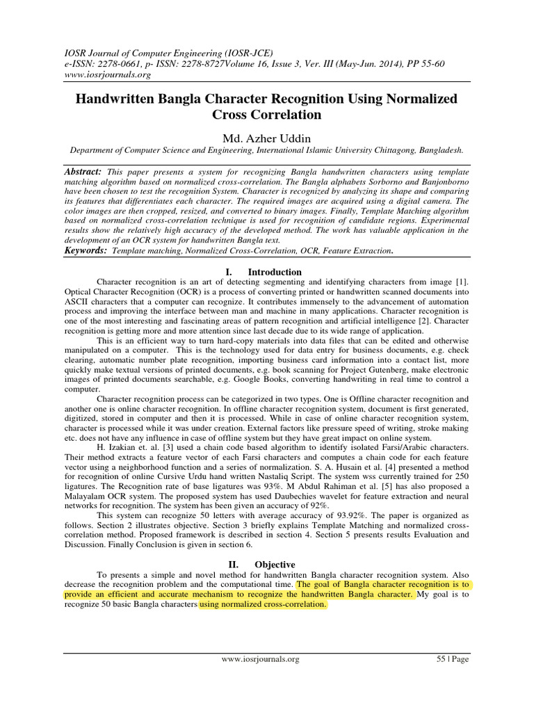 Bangla Handwriting Recongnition Pdf