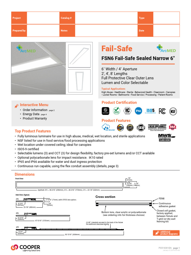 FSN6 Fail-Safe Luminaire Overview | PDF | Manufactured Goods | Building ...