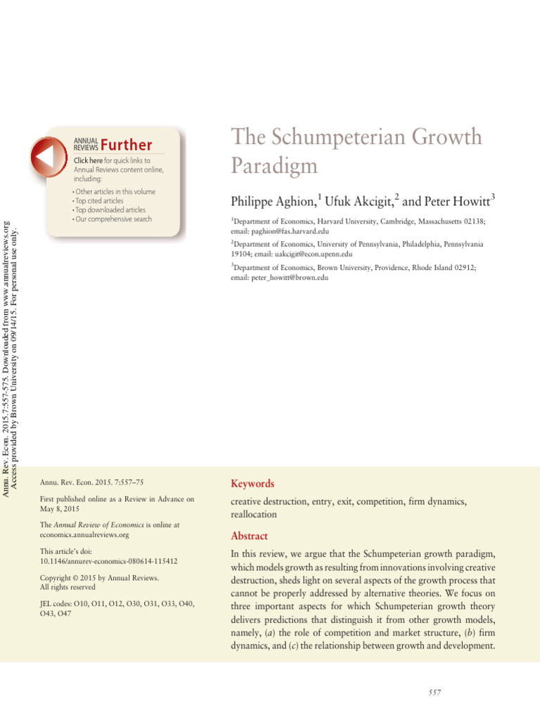 Schumpeterian Paradigm | PDF | Economic Growth | Intellectual Property