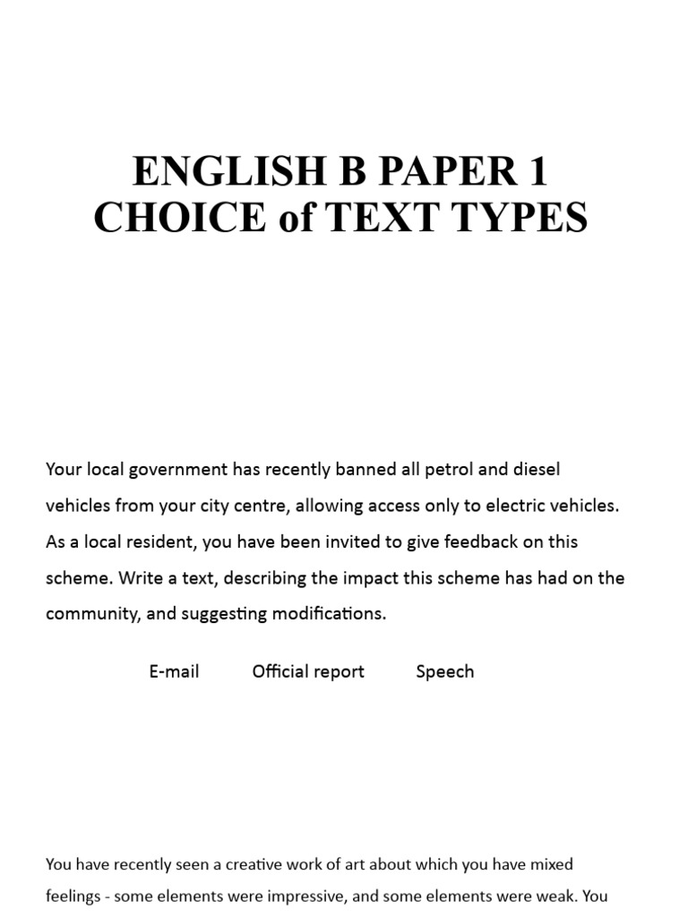 ENGLISH B PAPER 1 Text Type Question Practice | PDF | Social Media ...
