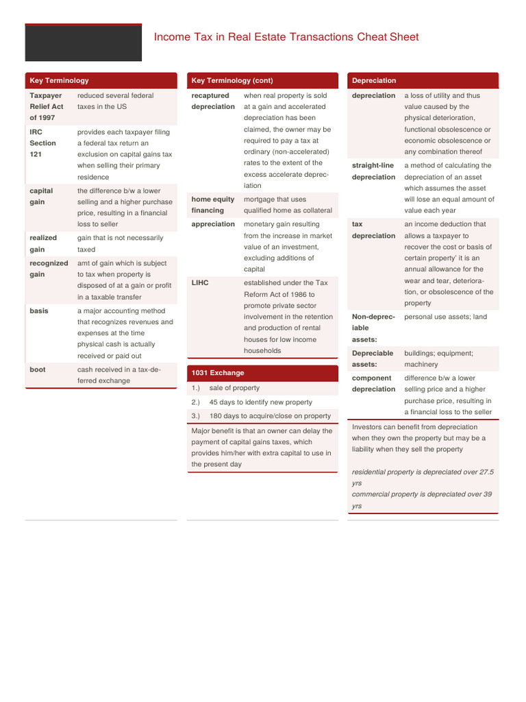 Income Tax in Real Estate Transactions | PDF | Taxes | Depreciation