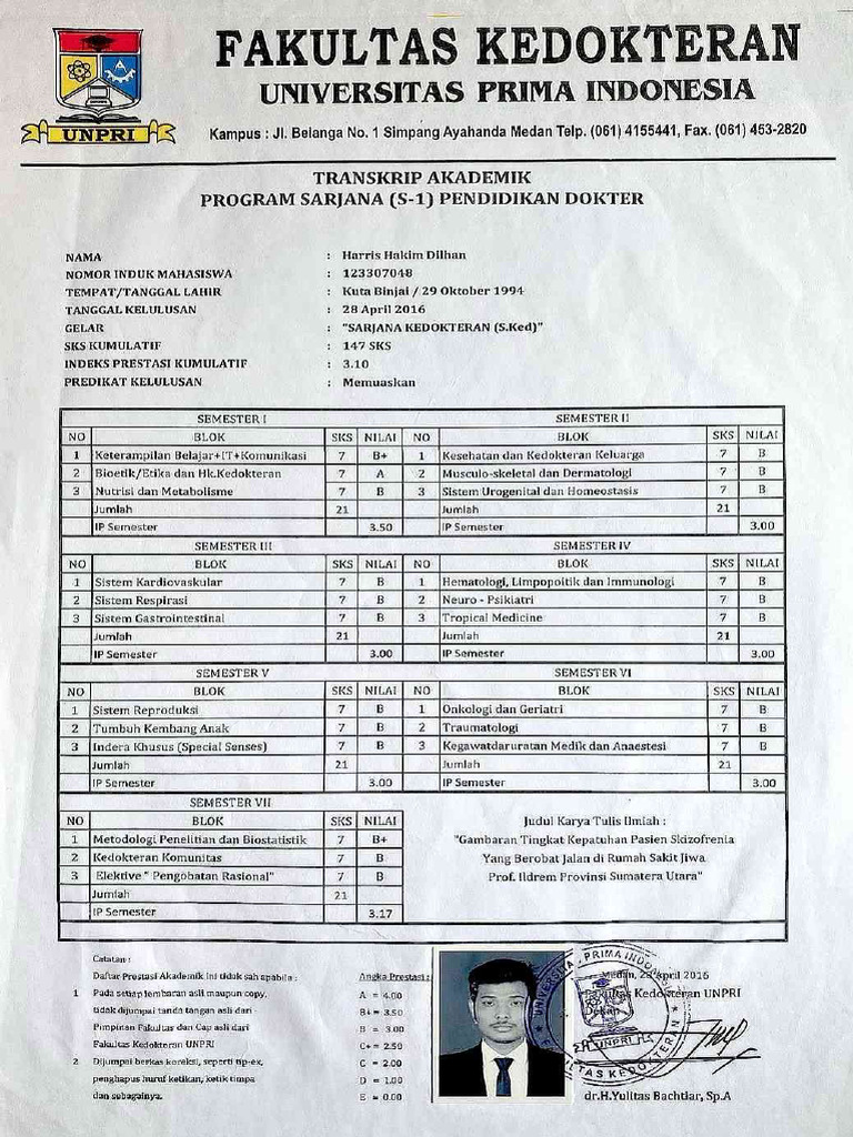 Transkip Nilai s.ked | PDF