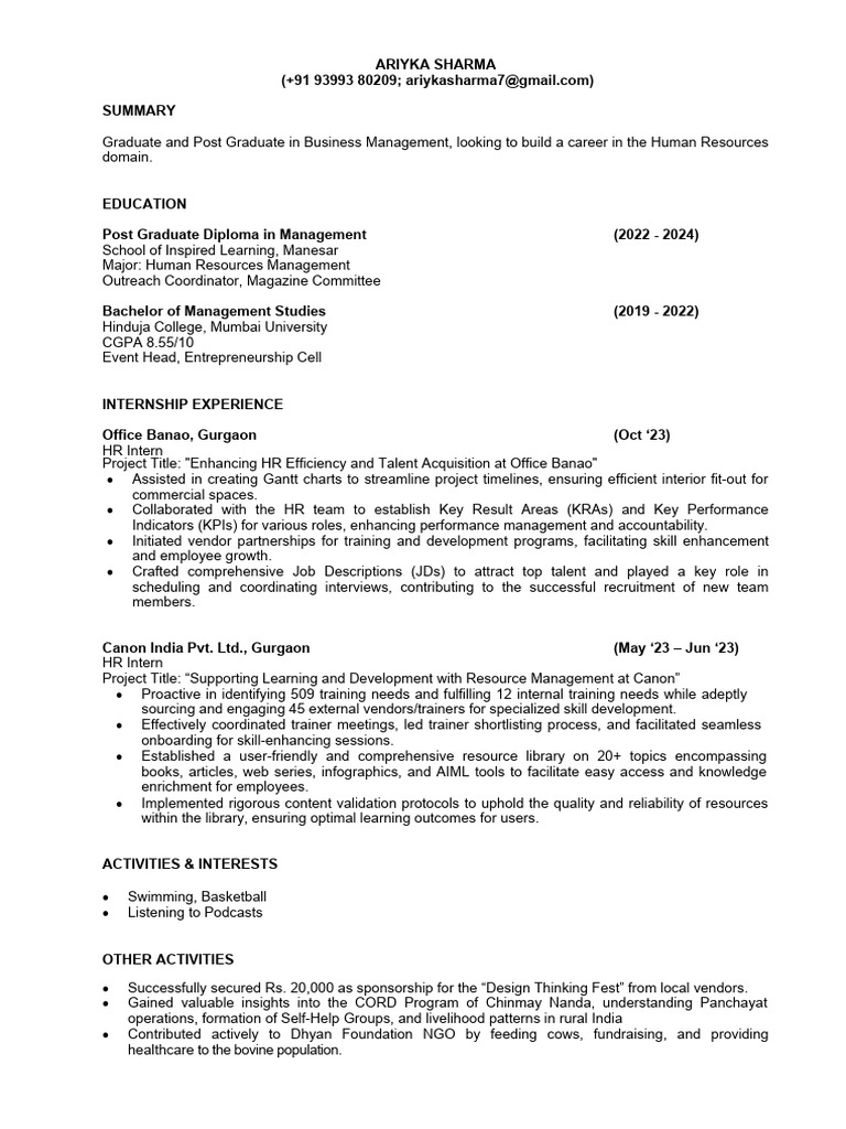 HR Management Career Profile | PDF | Employee Retention | Job Satisfaction