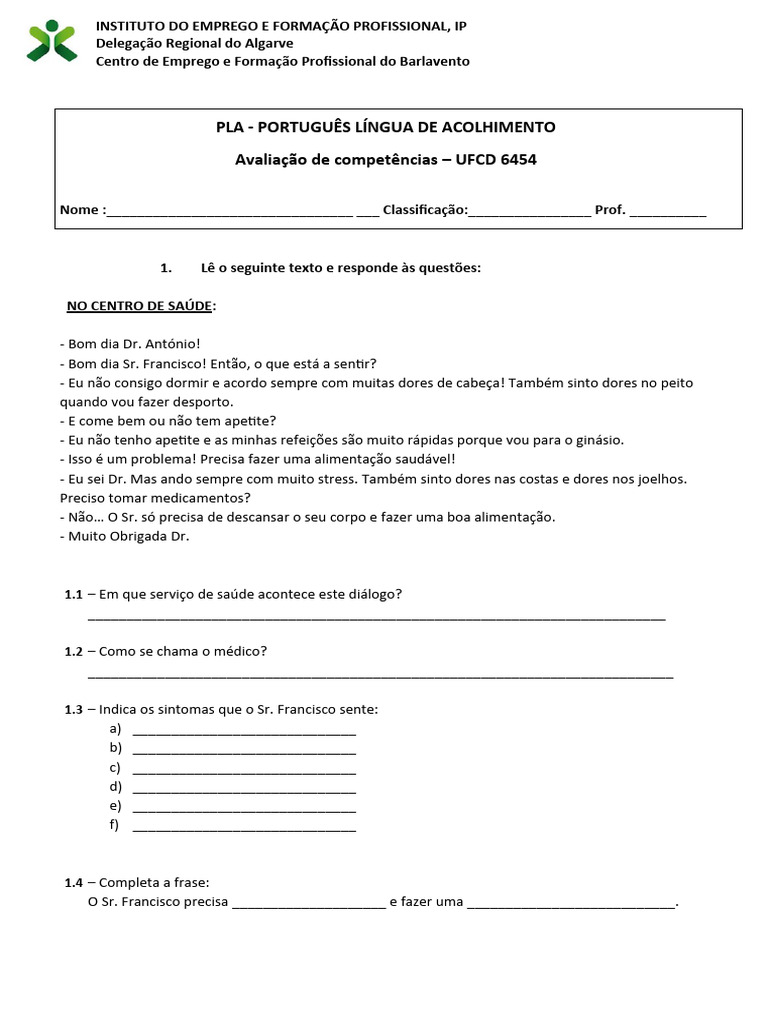 Teste UFCD 6454 v1 | PDF
