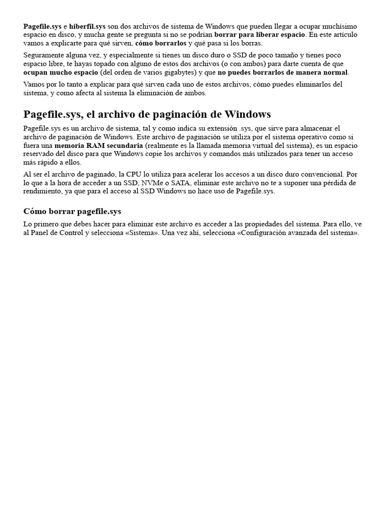 Archivo de Paginacion y Hivernacion Windows | PDF | Archivo de computadora | Ventana (informática)