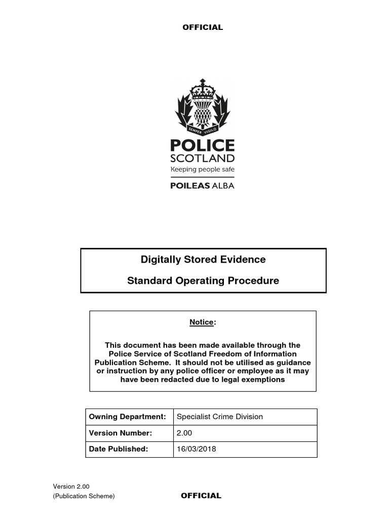 Item 2 Digitally Stored Evidence Sop | PDF