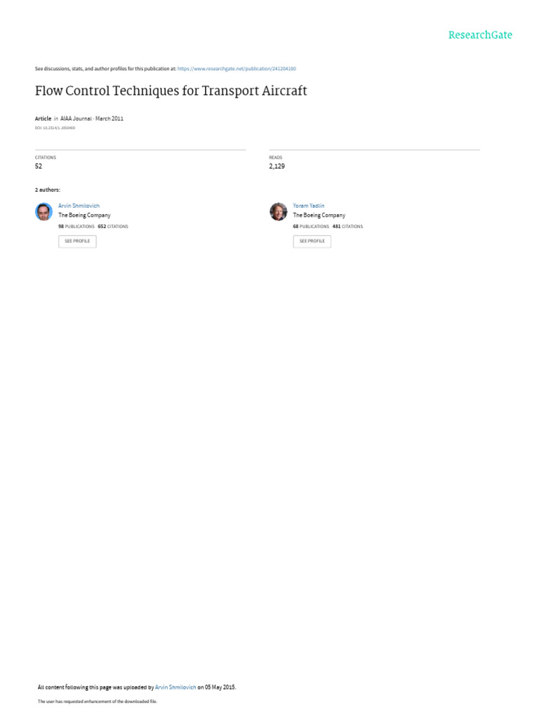 Flow Control Techniques For Transport Aircraft11 | PDF | Lift (Force) | Airfoil