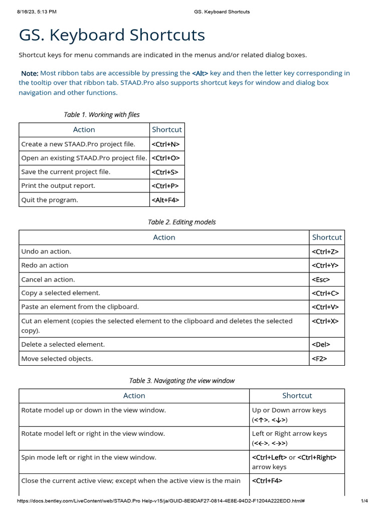 Staad Shortcuts | PDF