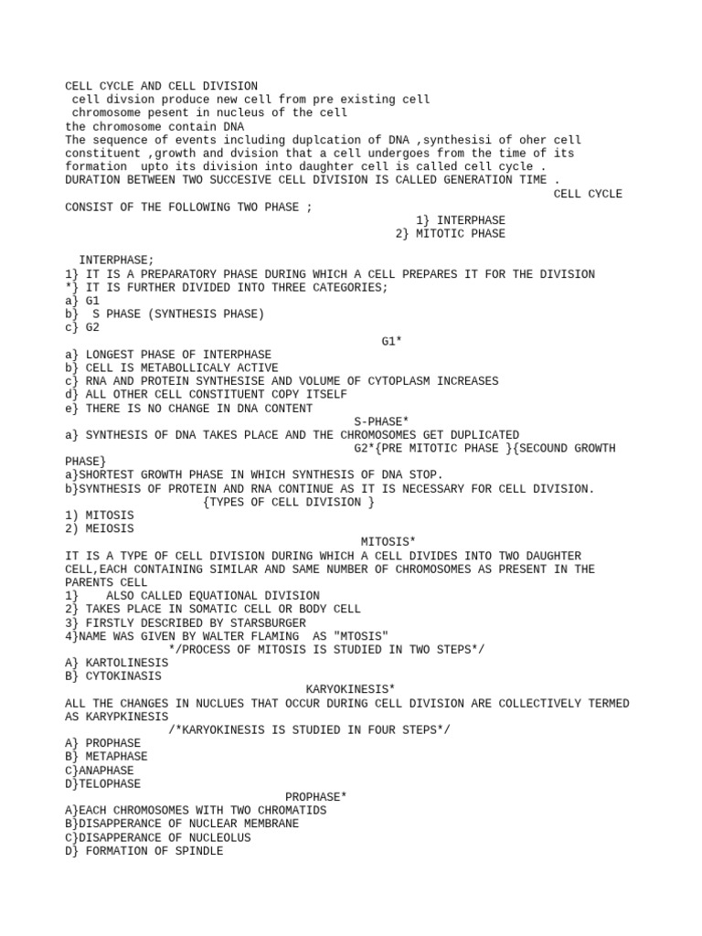 Cell Cycle and Cell Division | PDF | Mitosis | Meiosis