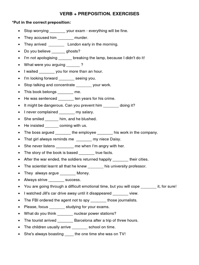 ESL Preposition Practice | PDF