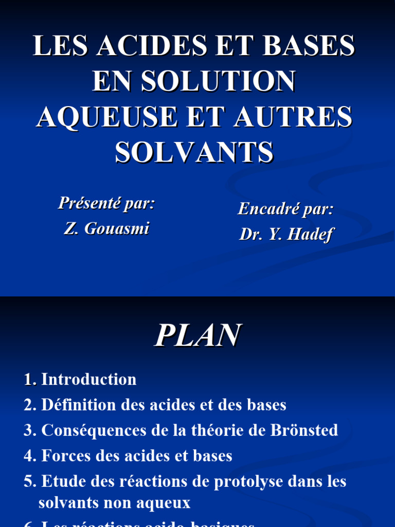01 - Les Acides Et Bases | PDF | Acide | Physique moléculaire