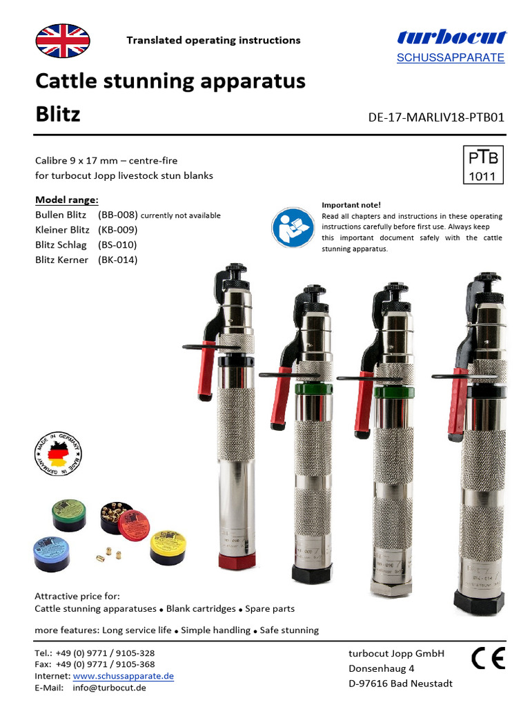 Blitz Operating Instructions GB | PDF | Cartridge (Firearms) | Trigger ...