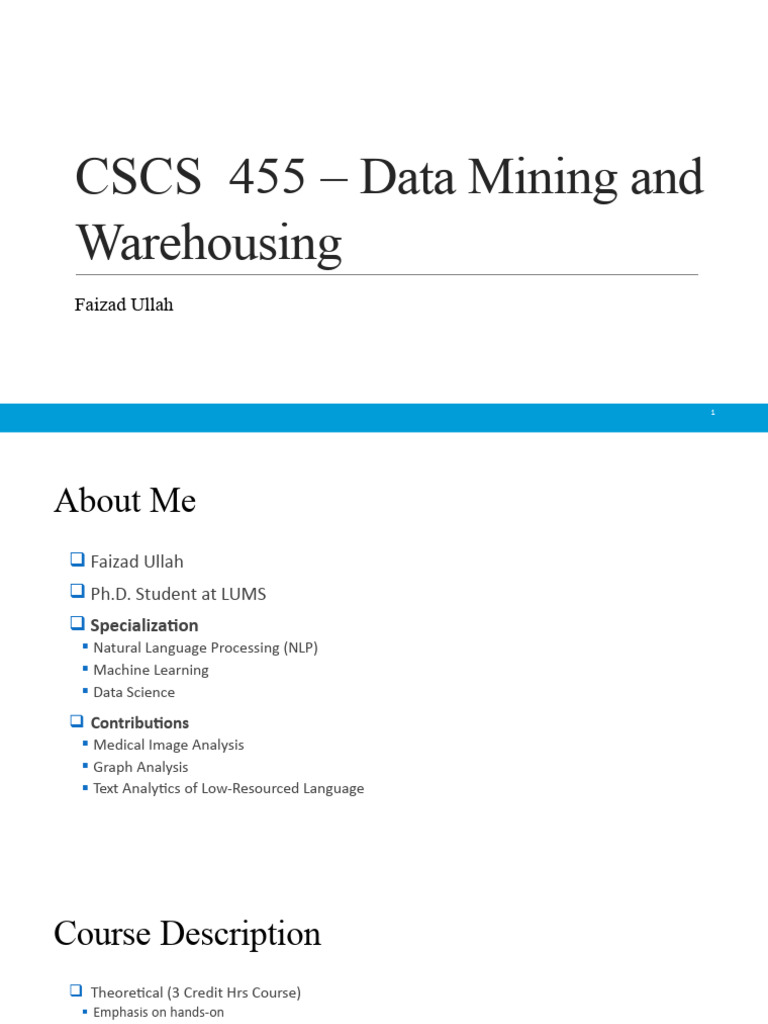 DM Lecture 1 Introudction and Policies | PDF | Data Mining | Data