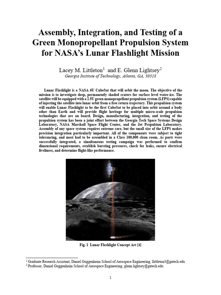Assembly, Integration, and Testing of Green Propulsion System For NASA ...