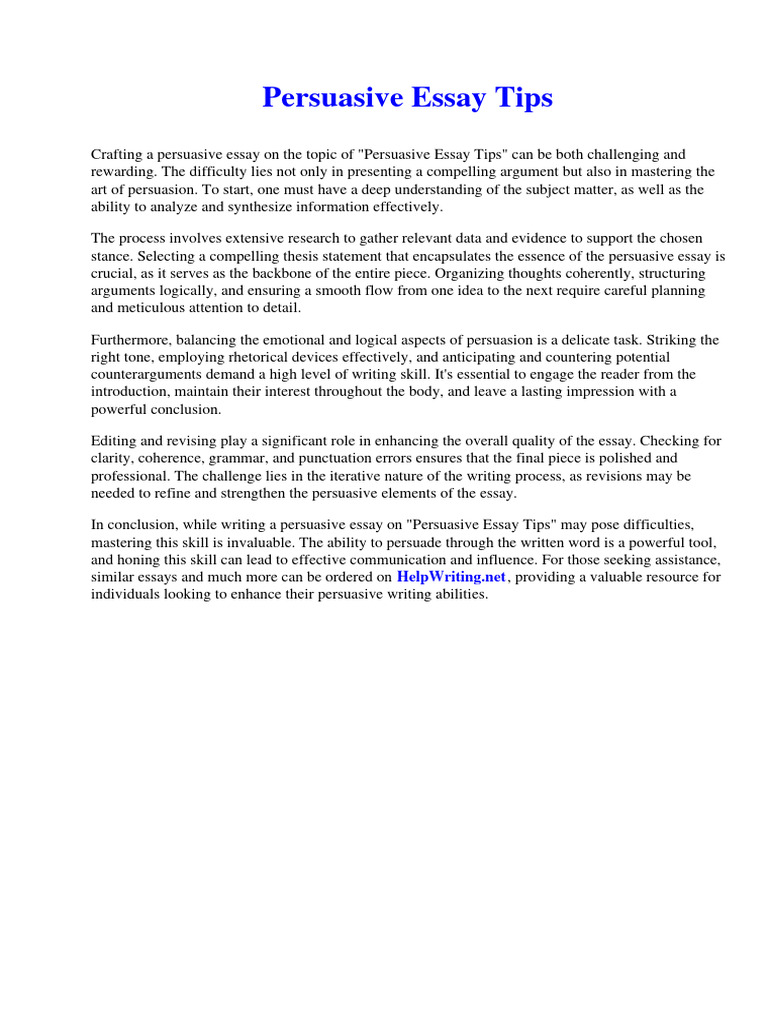 Persuasive Essay Tips | PDF | Cognitive Science | Cognition