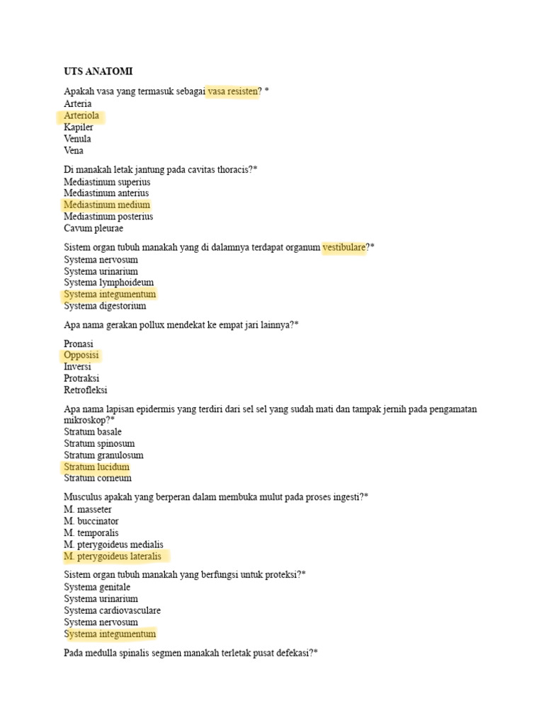 Uts Anatomi SMT 1.docx2 | PDF