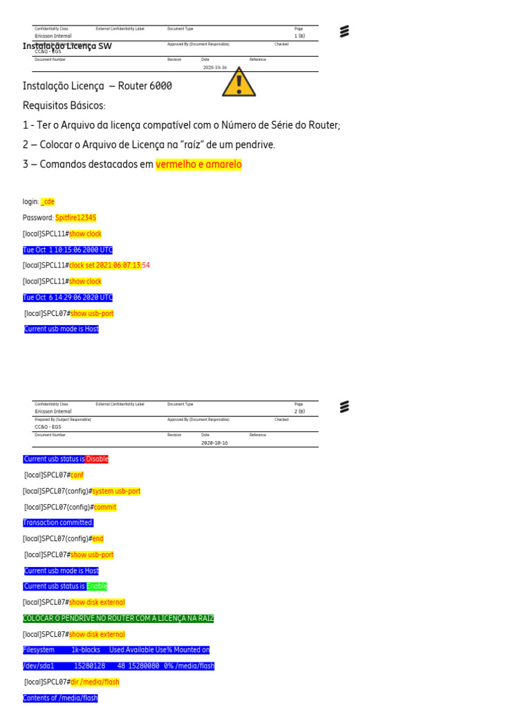 Instalação-Licença-SW-Router-6000-Ericsson-RevA | PDF | Computer ...