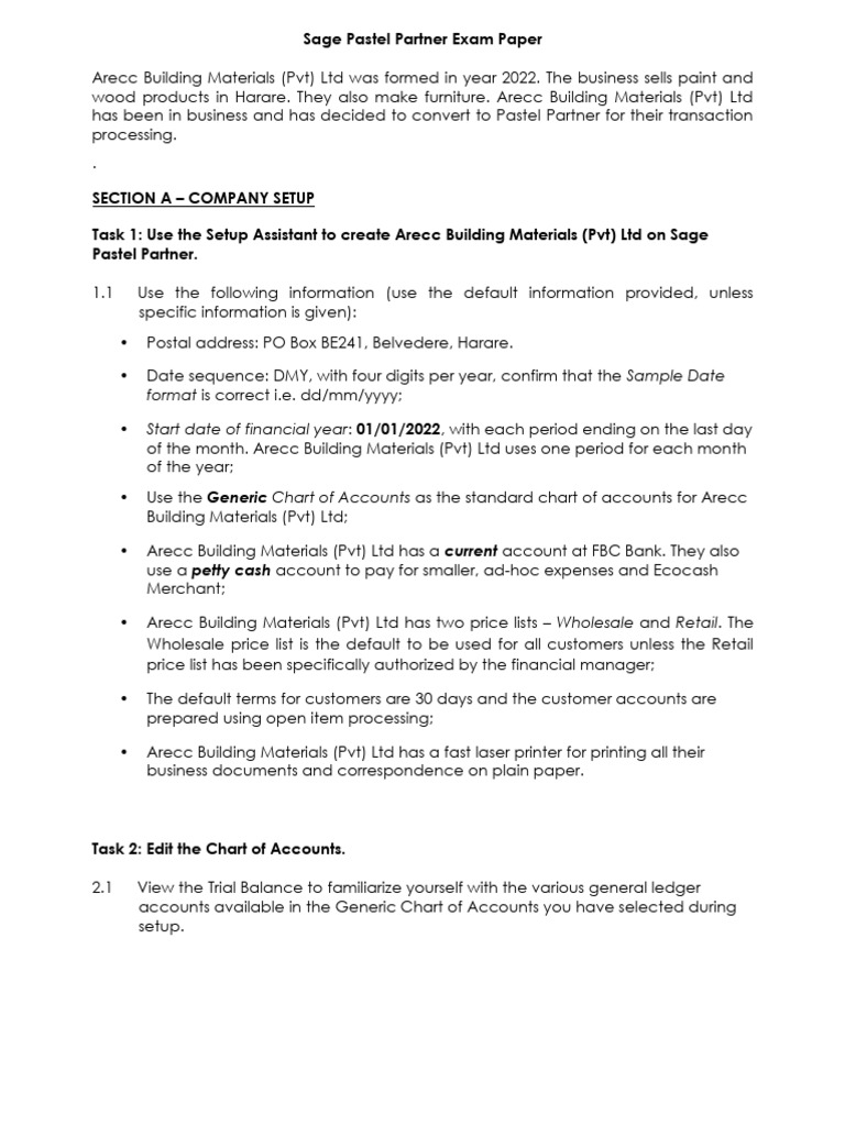 Sage Pastel Partner Exam Paper | Download Free PDF | Depreciation | Invoice