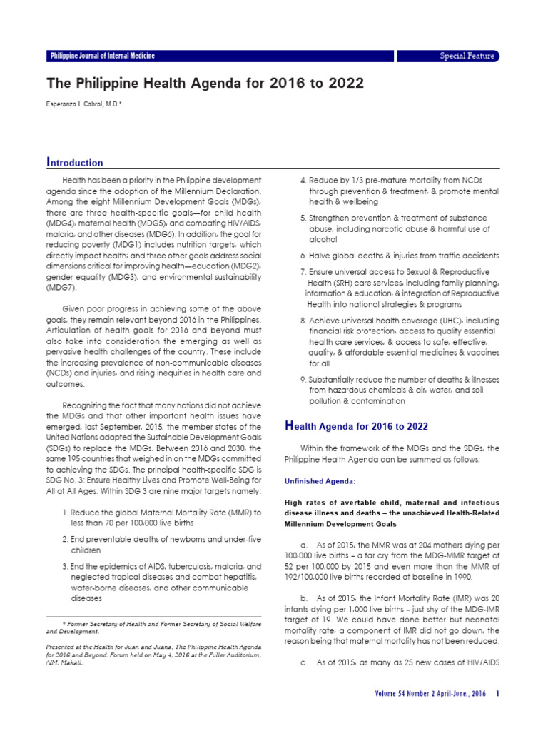 Philippine-Health-Agenda | PDF | Non Communicable Disease | Millennium ...