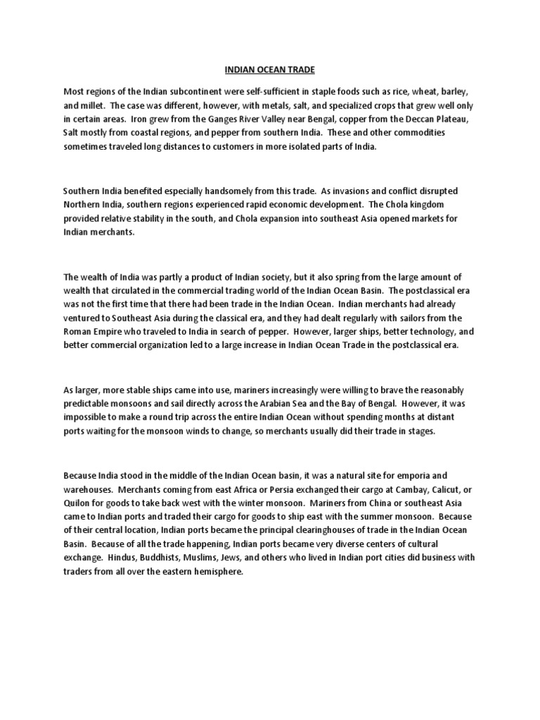 Indian Ocean Trade Reading | PDF | Indian Ocean | Trade