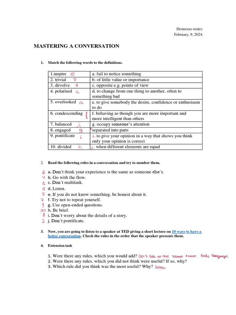 Mastering A Conversation | PDF