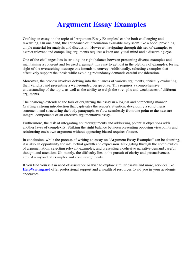 Argument Essay Examples | PDF