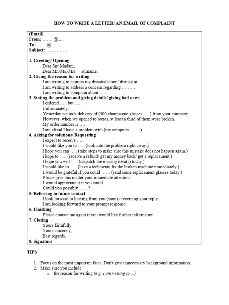 How To Write A Letter of Complaint | PDF