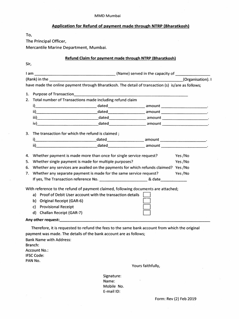 Revised-Bharat-Kosh-Refund-Form | PDF | Payments | Receipt