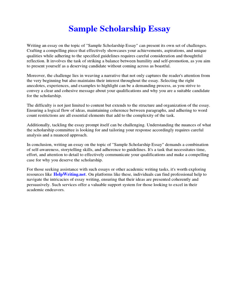 Sample Scholarship Essay | PDF