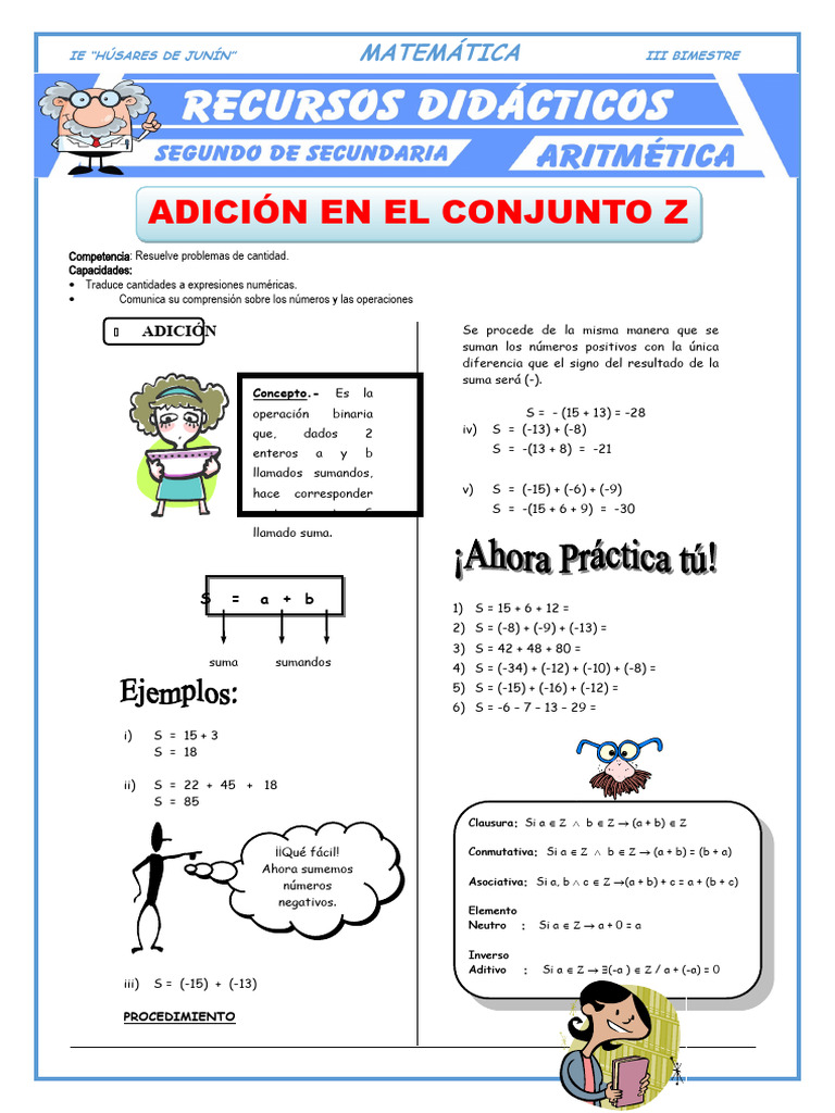 Adición de Números Enteros en Z | PDF | Matemáticas | Matemática Elemental