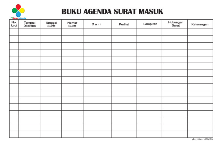 Buku Agenda Surat Masuk | PDF