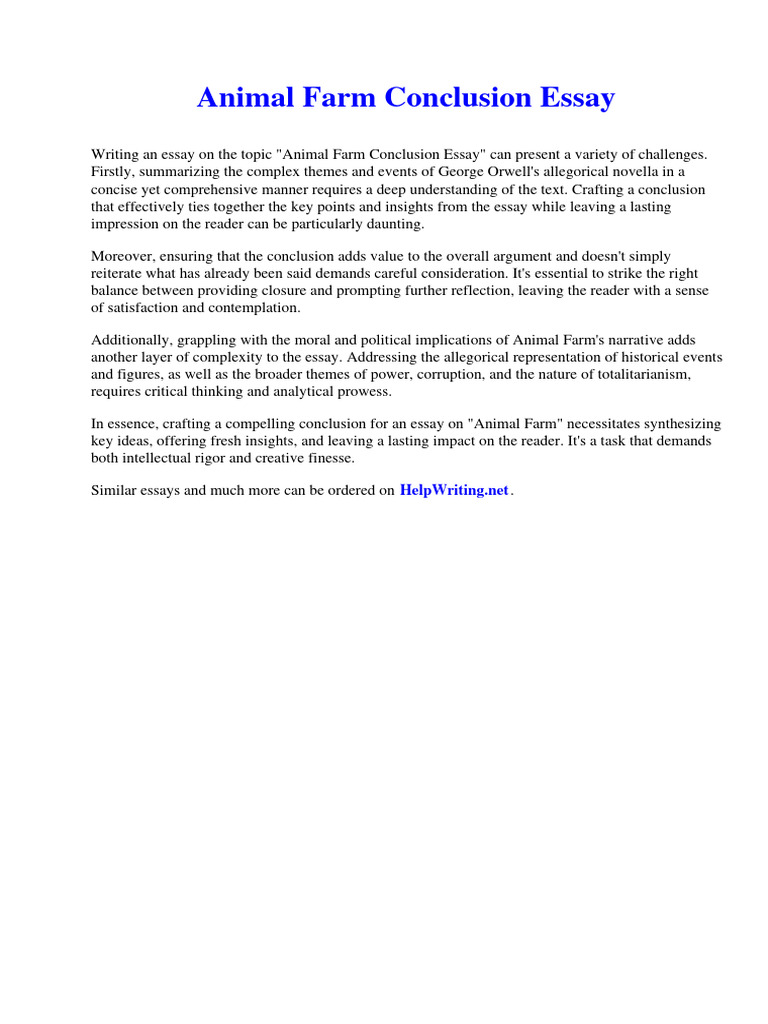 Animal Farm Conclusion Essay | PDF | Hunting | Essays