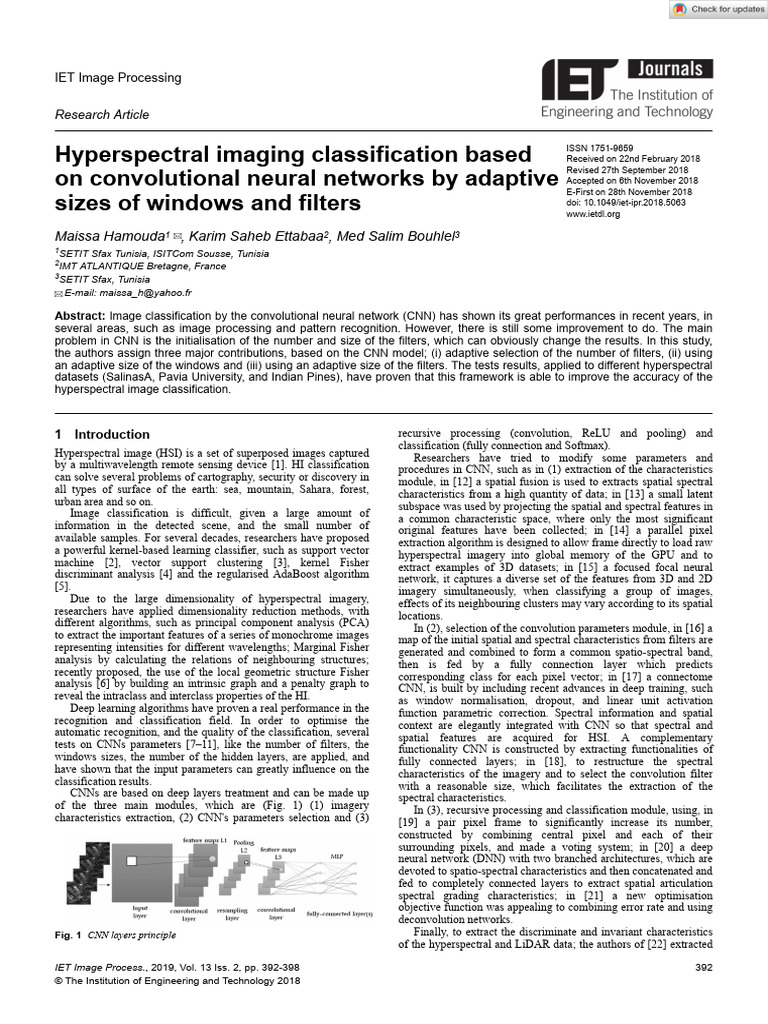 IET Image Processing - 2019 - Hamouda - Hyperspectral Imaging Classification Based On ...