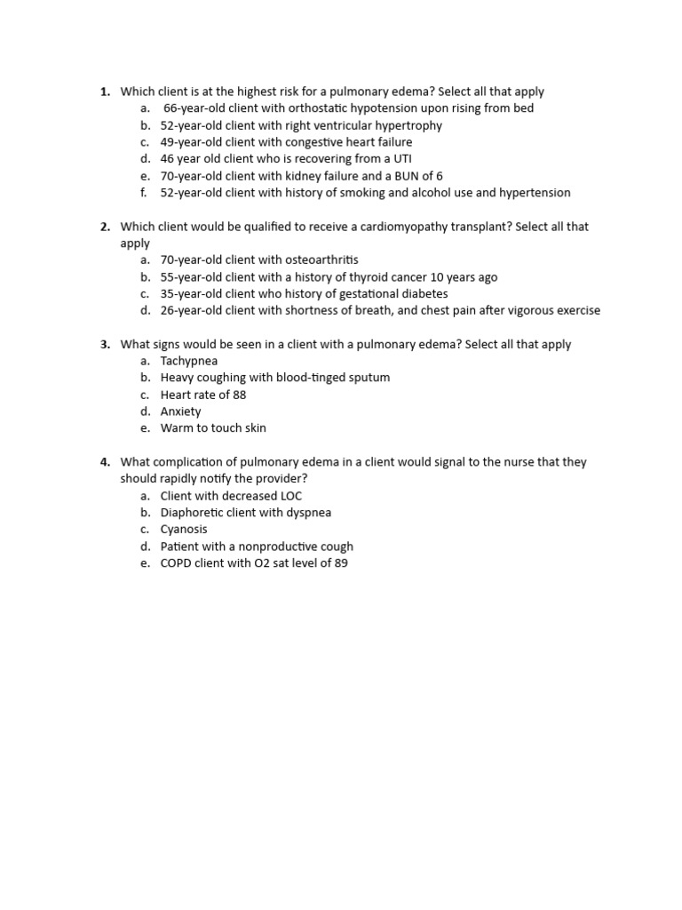 Cardiomyopathy Practice Questions | PDF