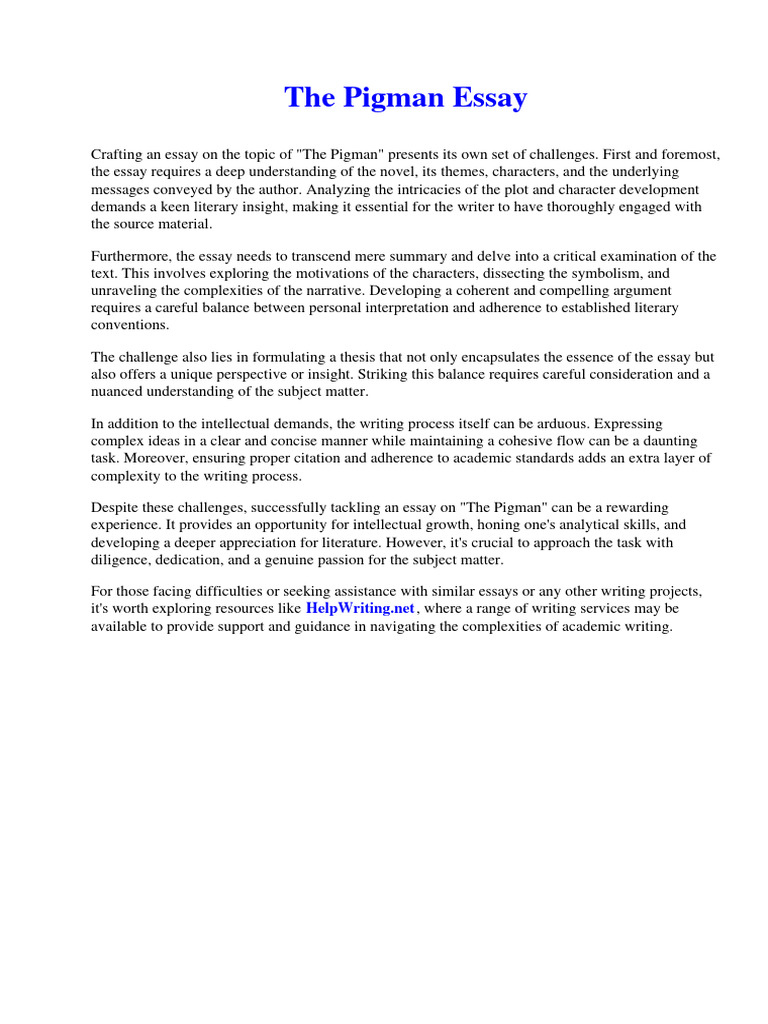 The Pigman Essay | PDF | United States Bill Of Rights | Dominican Republic