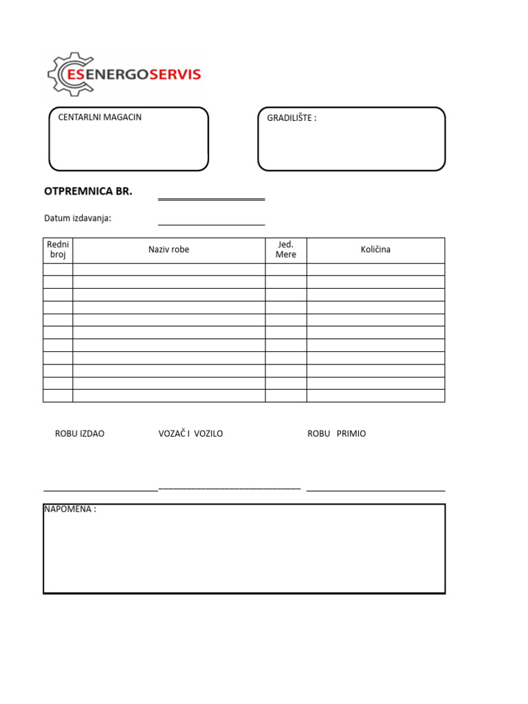Otpremnica Primer | PDF