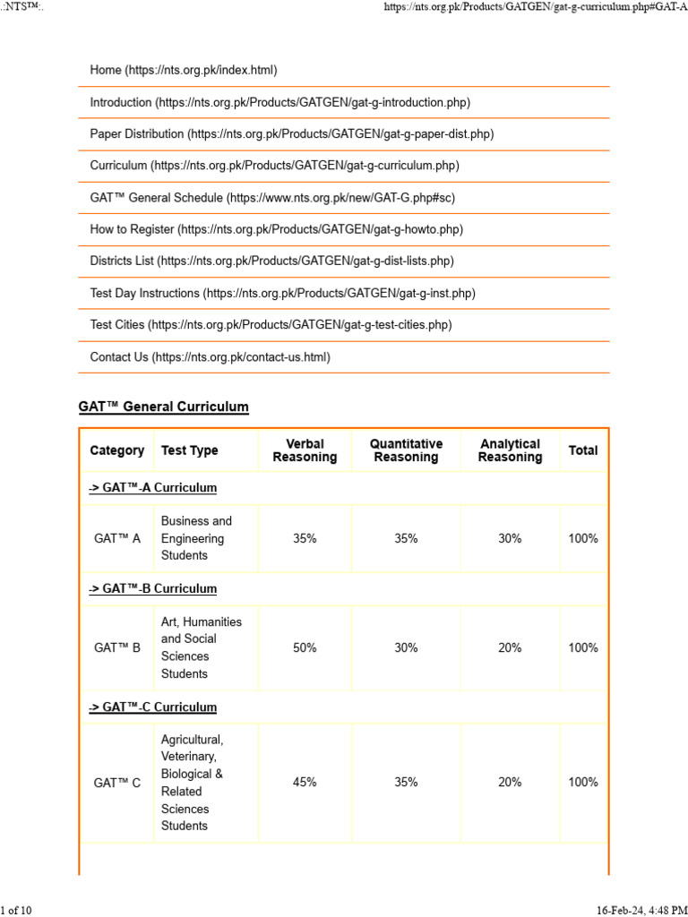 NTS GAT Syllabus | PDF | Part Of Speech | Geometry