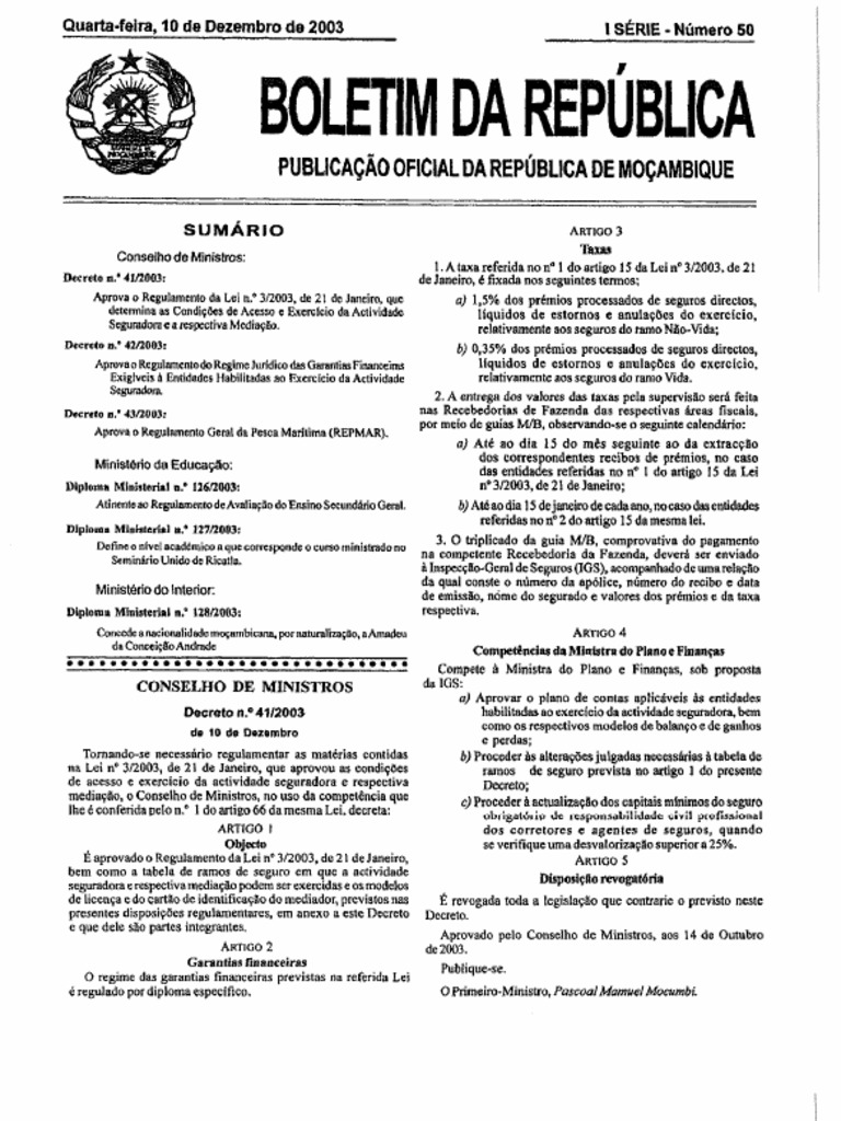 Decreto 42.2003 - Aprova o Regulamento | PDF