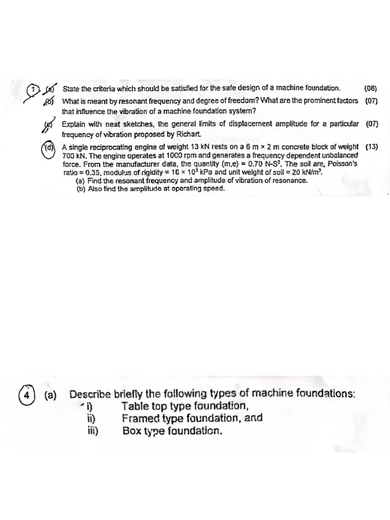 Machine Foundation Previous Year Questions | PDF