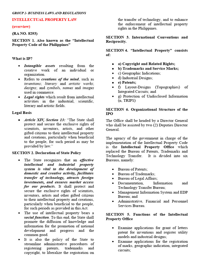 Intellectual Property Law | PDF | Patent | Glossary Of Patent Law Terms
