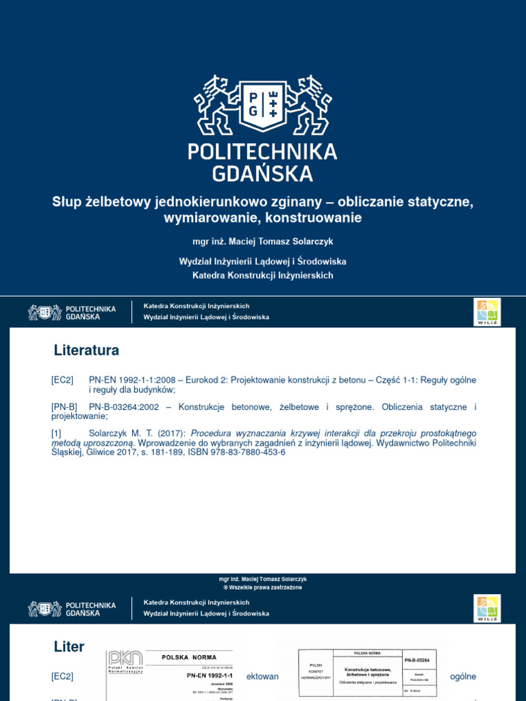 Słup Żelbetowy Jednokierunkowo Zginany - Obliczenia Statyczne ...