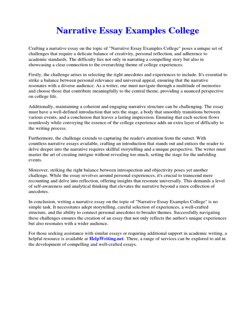 Narrative Essay Examples College | PDF | Information System | Information
