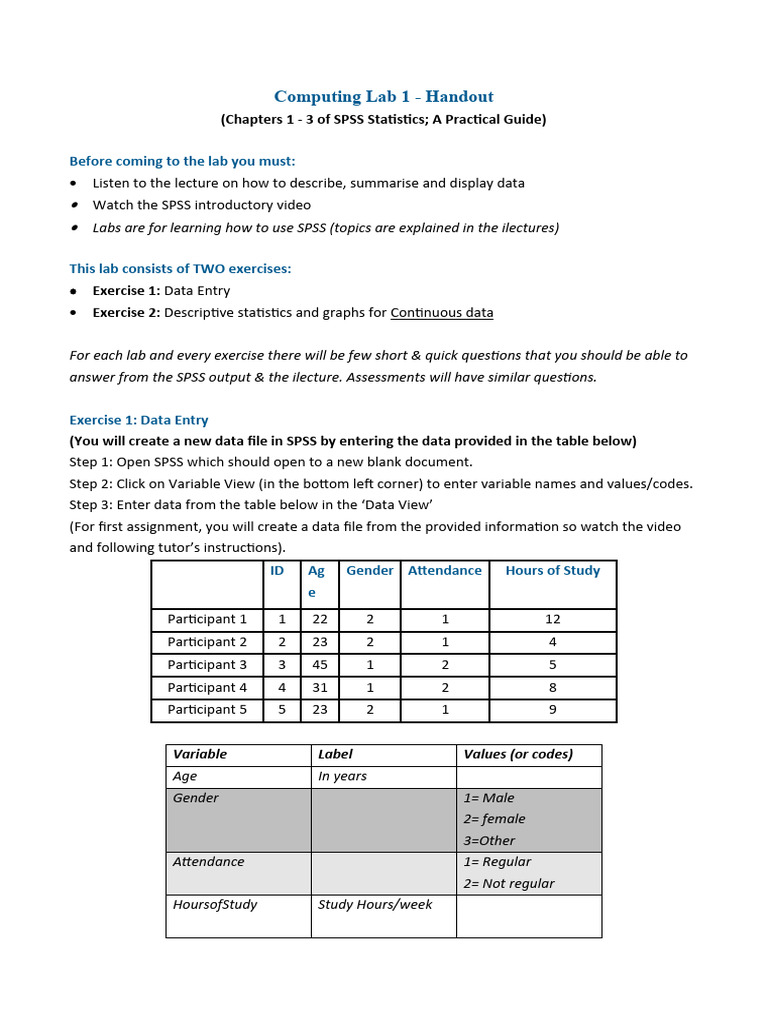 Computing Lab 1 Handout | PDF | Level Of Measurement | Categorical Variable