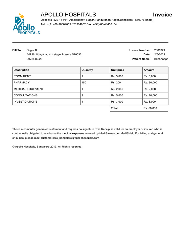 Medical Bill - 2 | PDF